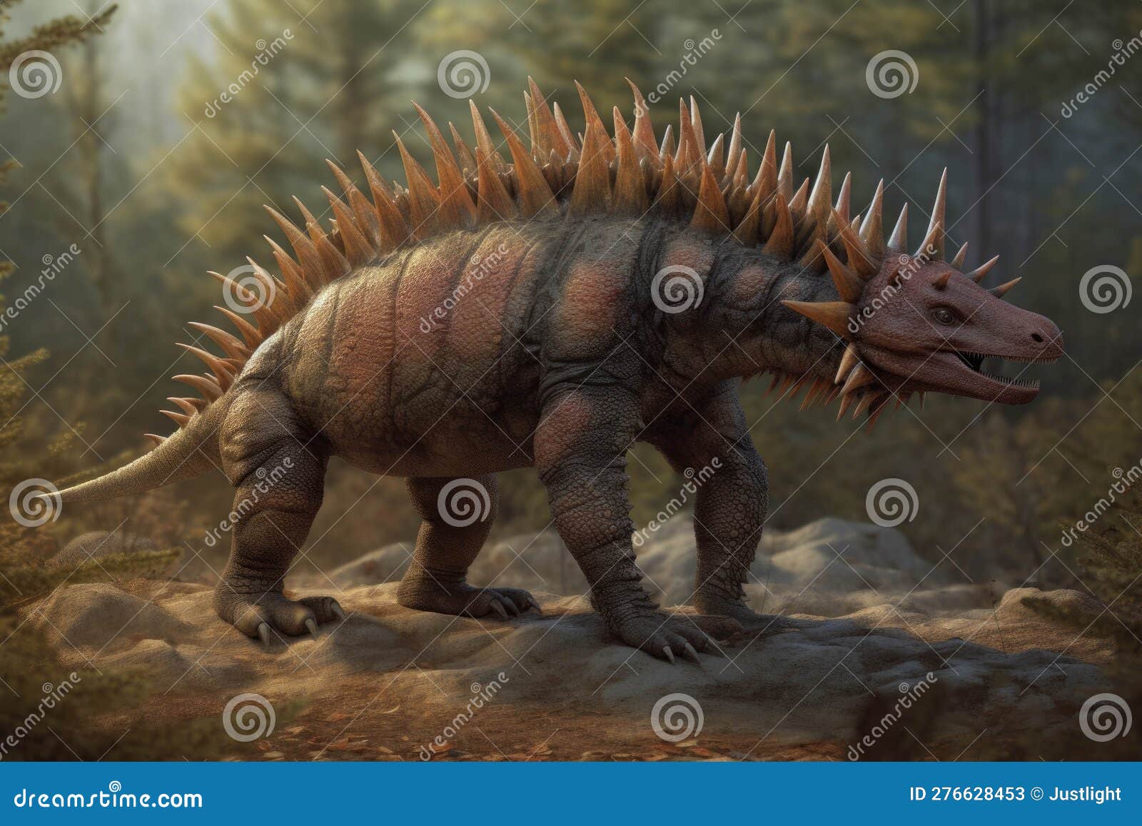 A Kentrosaurus with Its Tall Spine and Spiky Tail. Stock Image - Image of spine, generated ...