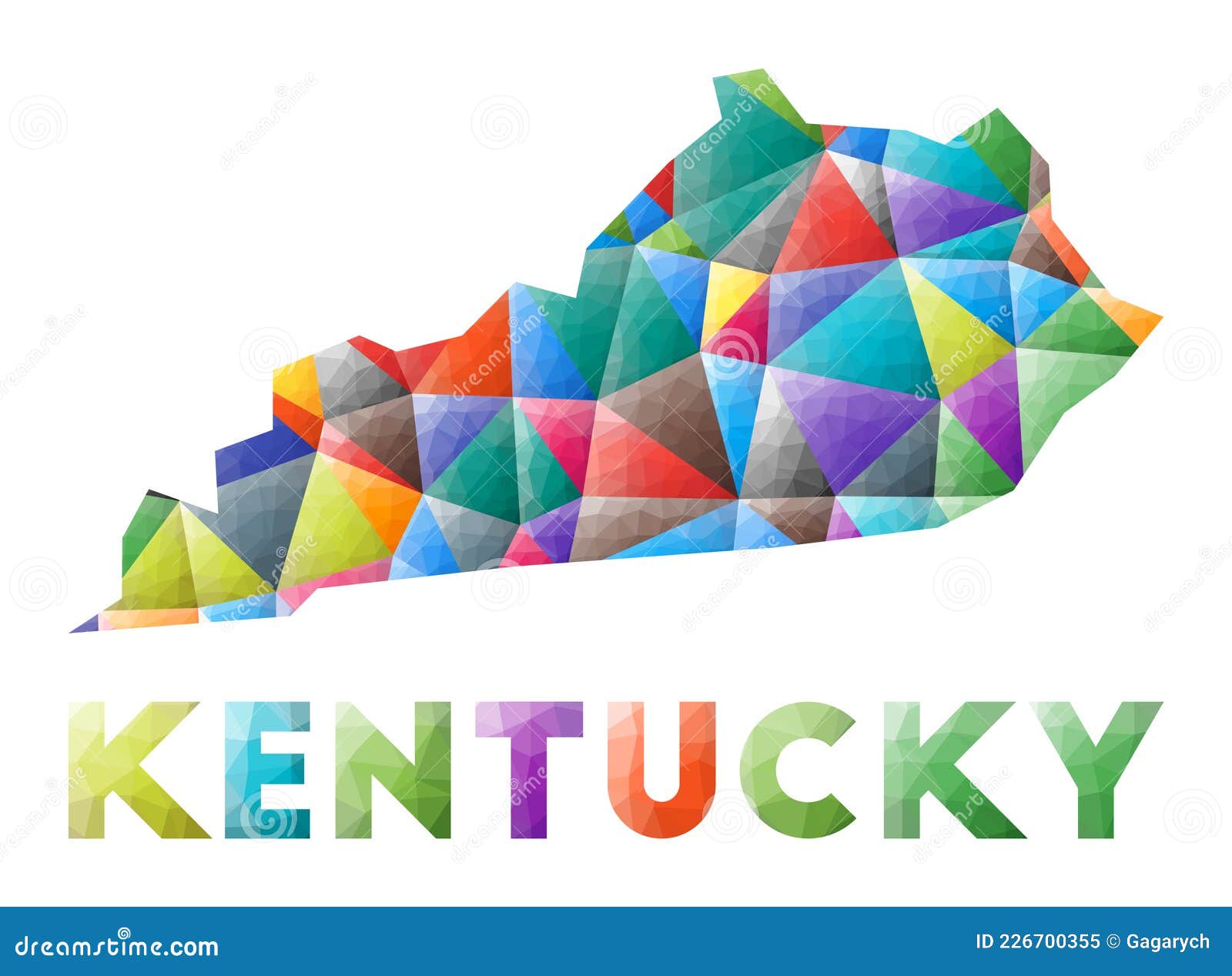 Kentucky - Colorful Low Poly Us State Shape. Stock Vector ...