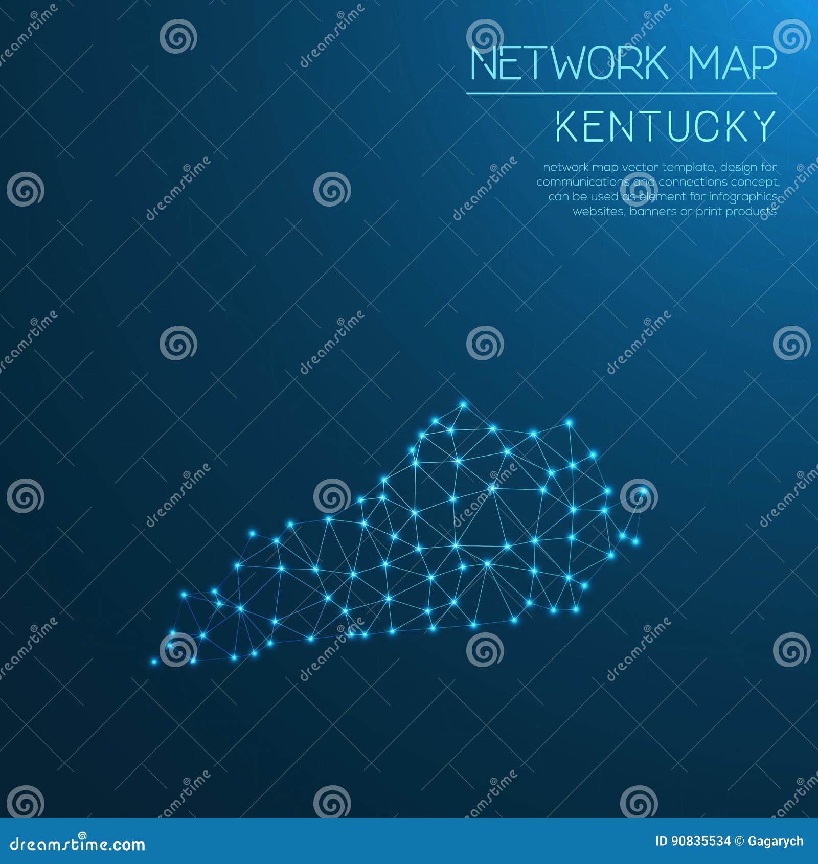 Kentucky network map. stock vector. Illustration of blue - 90835534
