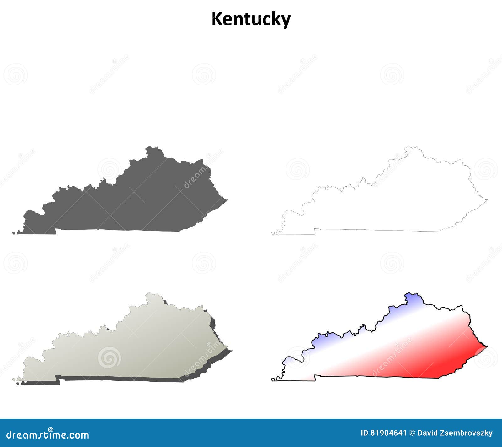 Kentucky outline map set stock vector. Illustration of boundary - 81904641