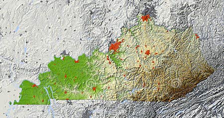 Kentucky, relief map stock illustration. Illustration of topographic ...