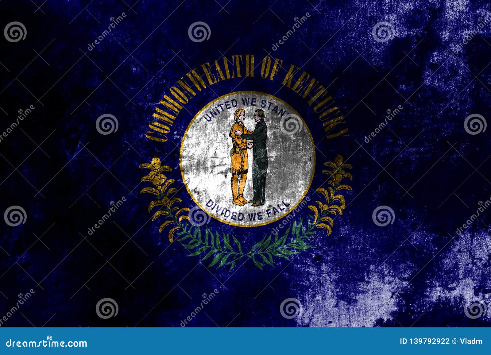 Kentucky State Grunge Flag United States Of America Stock Illustration