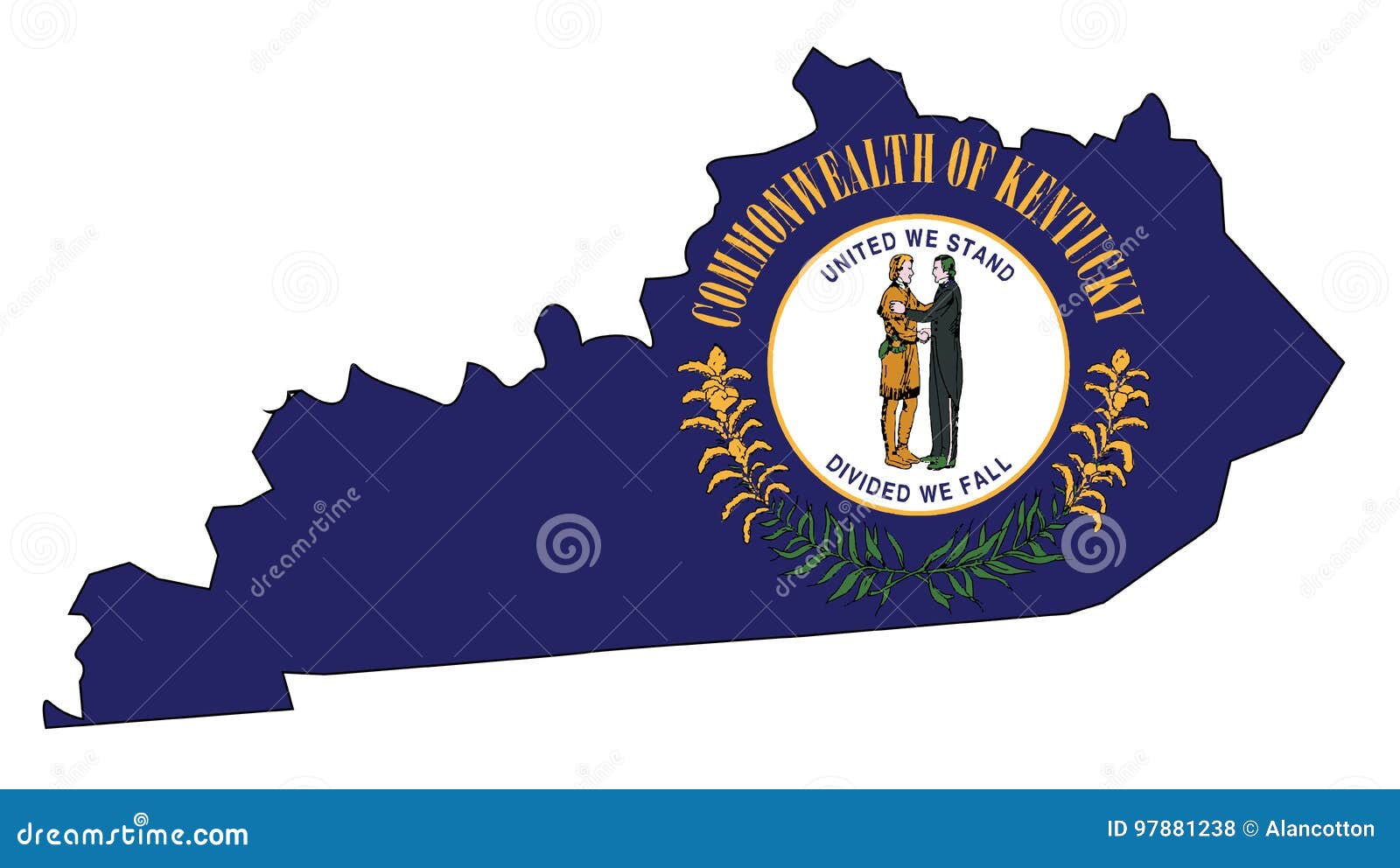 Kentucky State Outline Map And Flag Vector Illustration | CartoonDealer ...