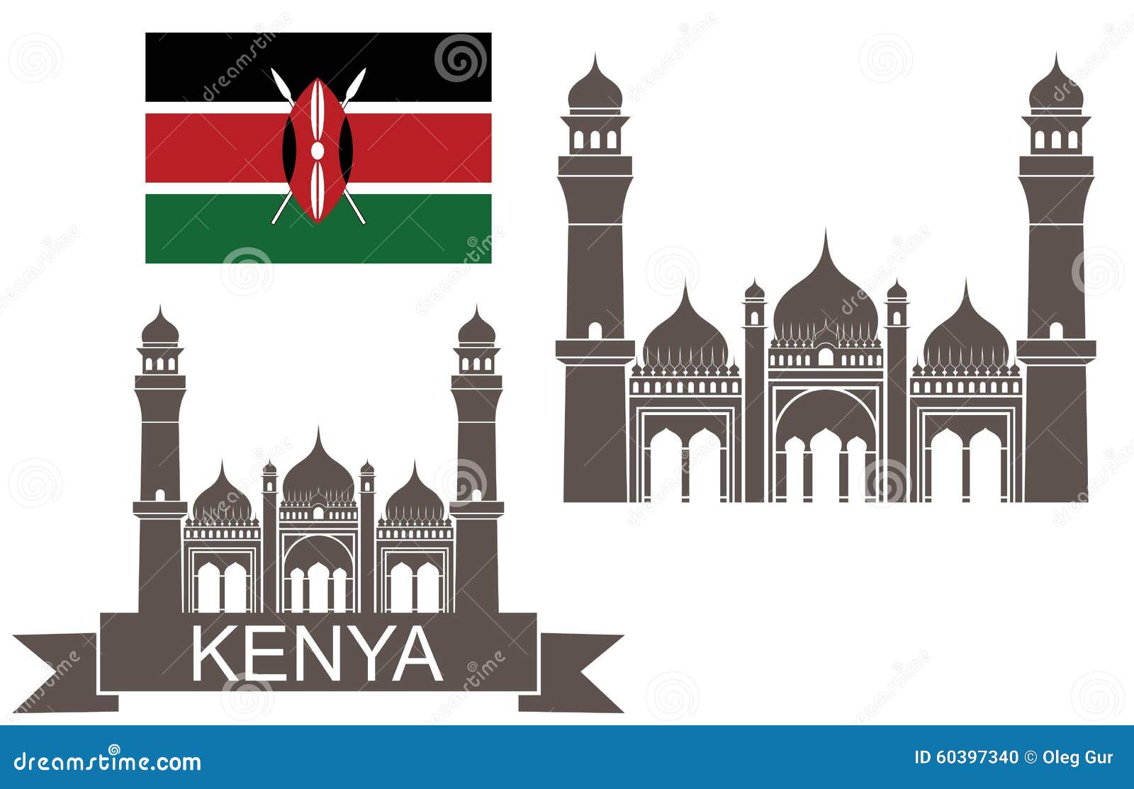 Kenya stock vector. Illustration of element, africa, architecture ...