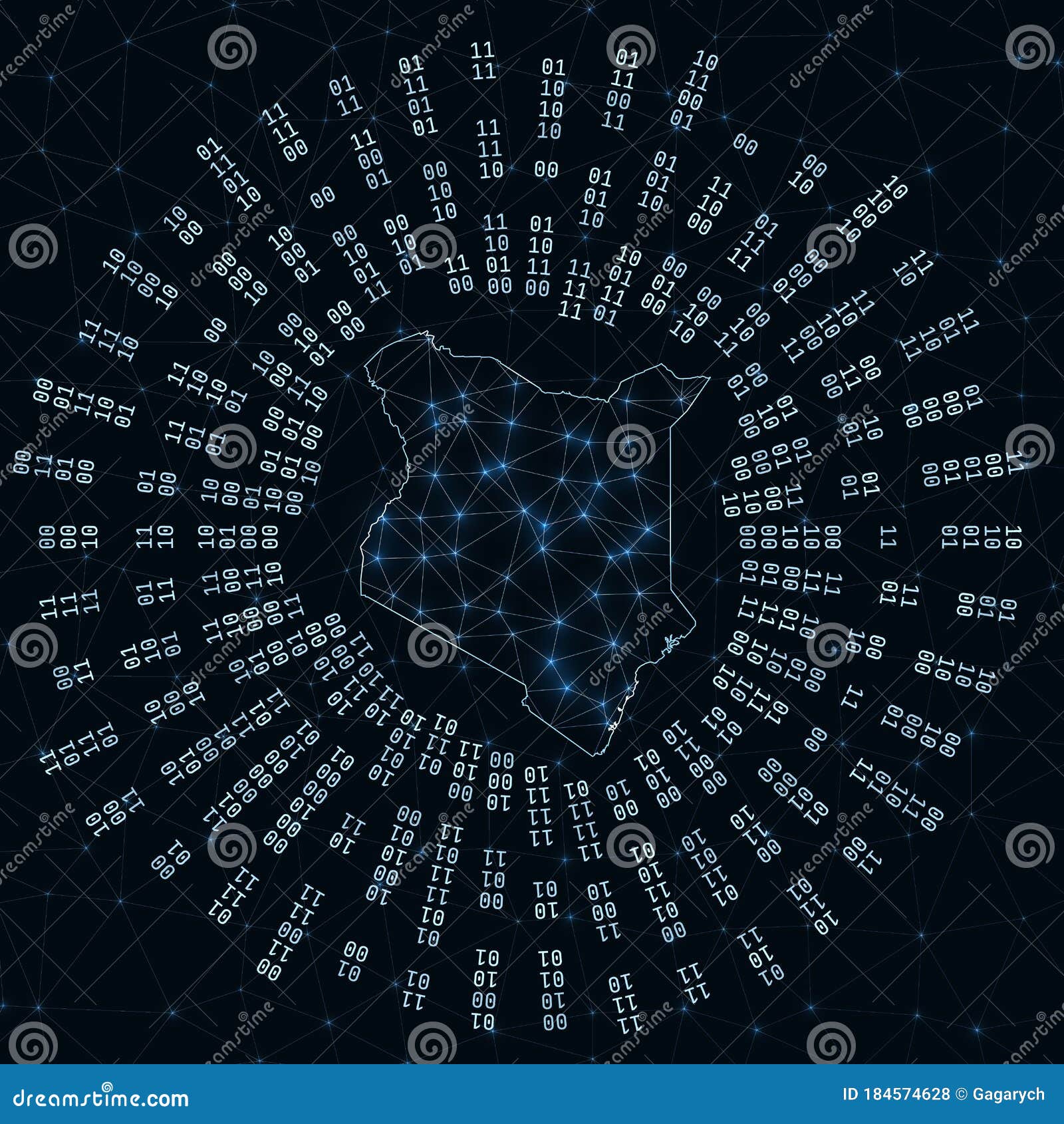 Kenya digital map. stock vector. Illustration of global - 184574628
