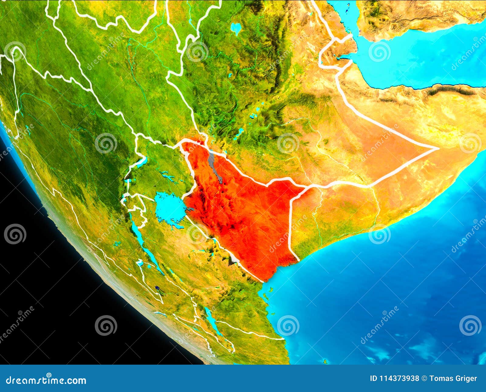 Kenya on Earth from space stock illustration. Illustration of ...