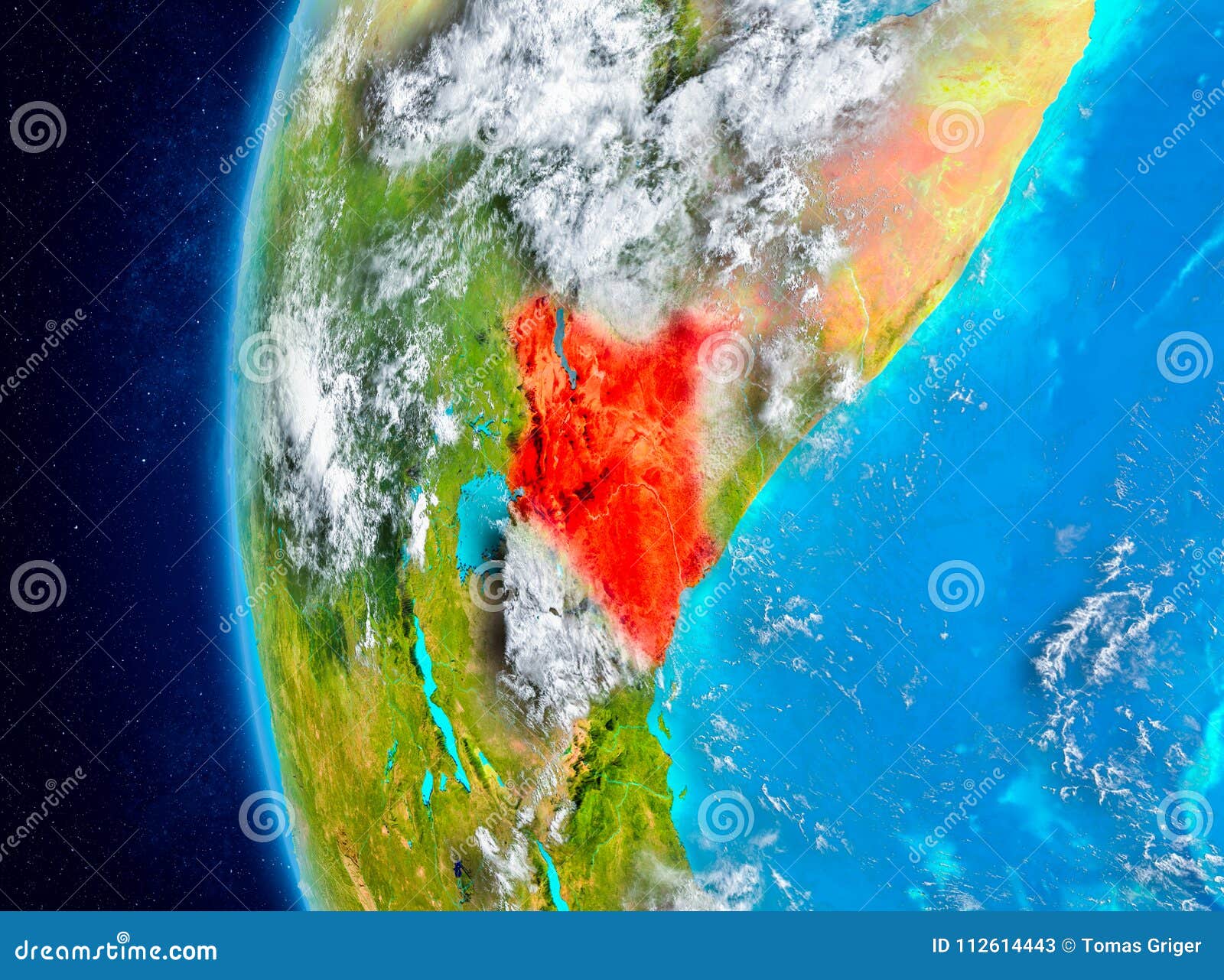 Kenya on Earth from space stock illustration. Illustration of ...