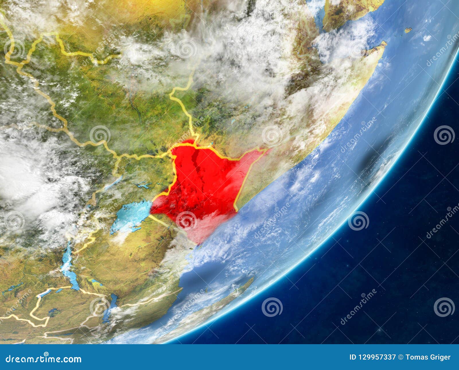 Kenya on Earth from space stock illustration. Illustration of ...