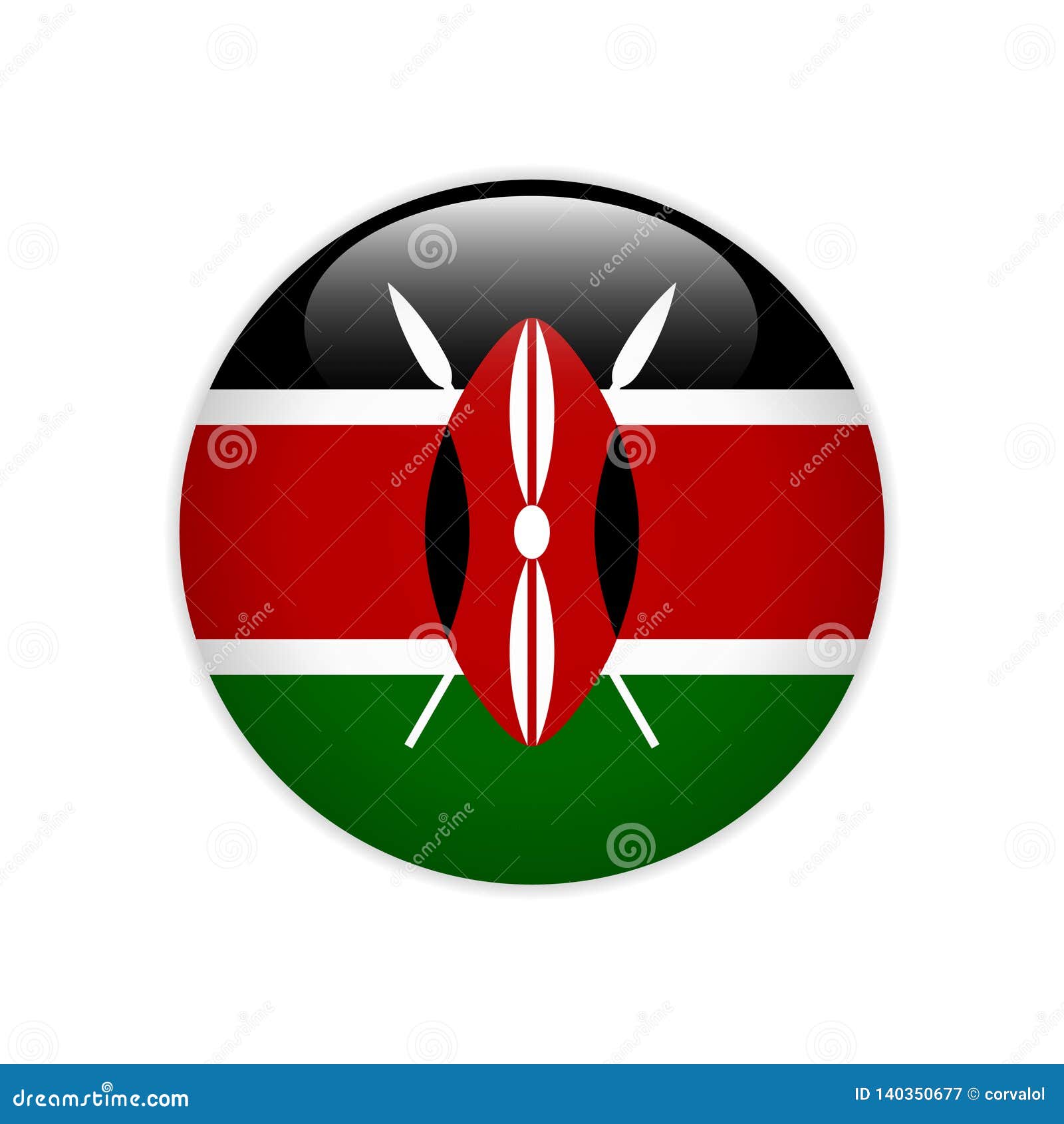 Kenya flag on button stock vector. Illustration of green - 140350677
