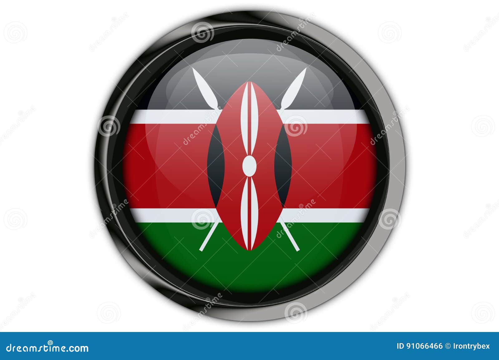 Kenya Flag in the Button Pin Isolated on White Background Stock ...