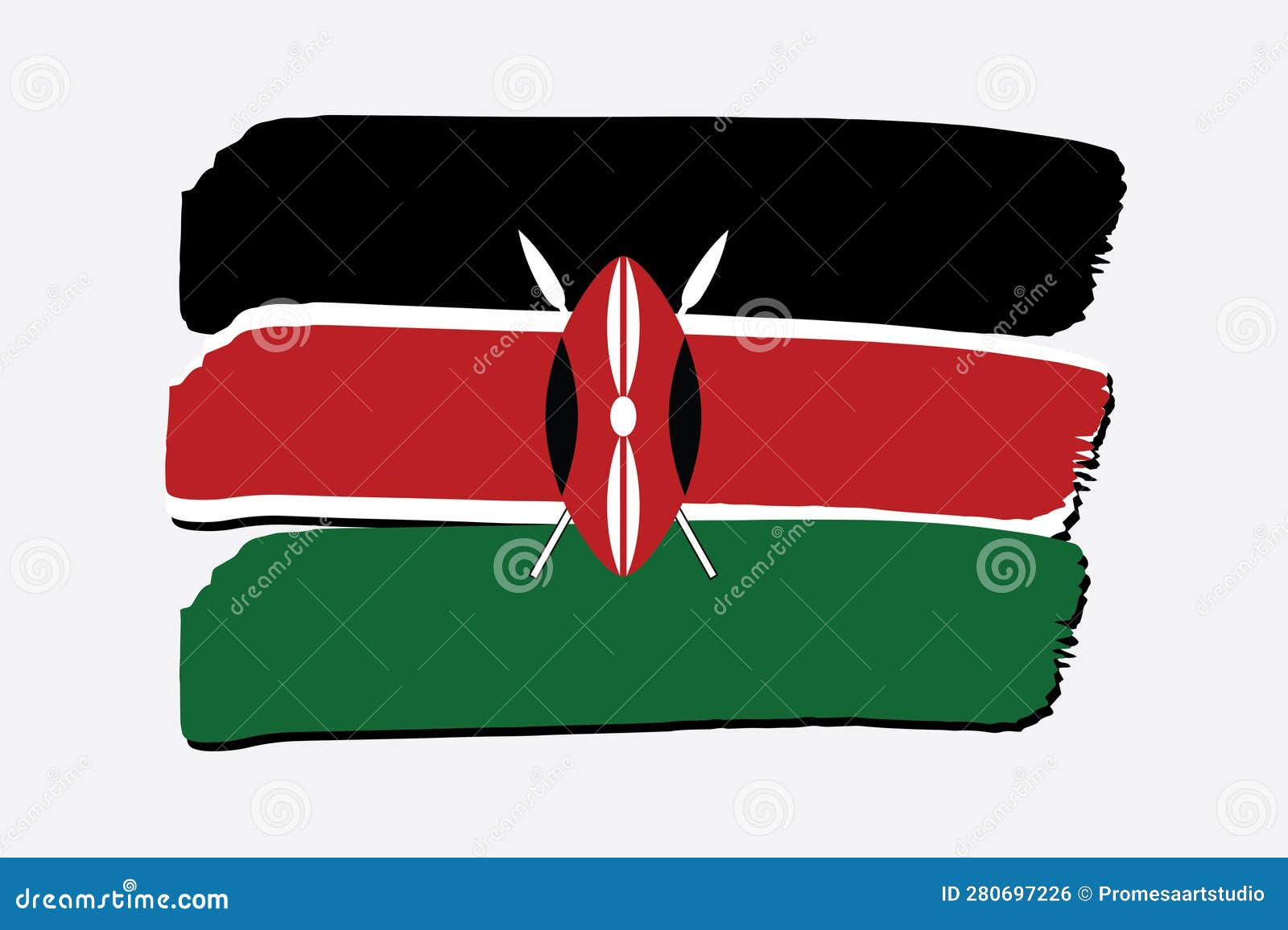 Kenya Flag with Colored Hand Drawn Lines in Vector Format Stock ...