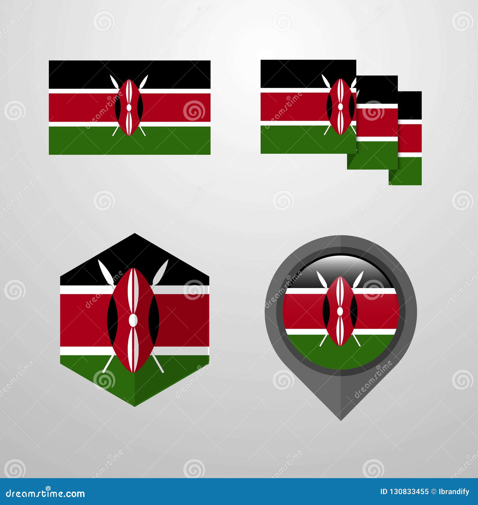 Kenya Flag Design Set Vector Stock Vector - Illustration of flag, style ...