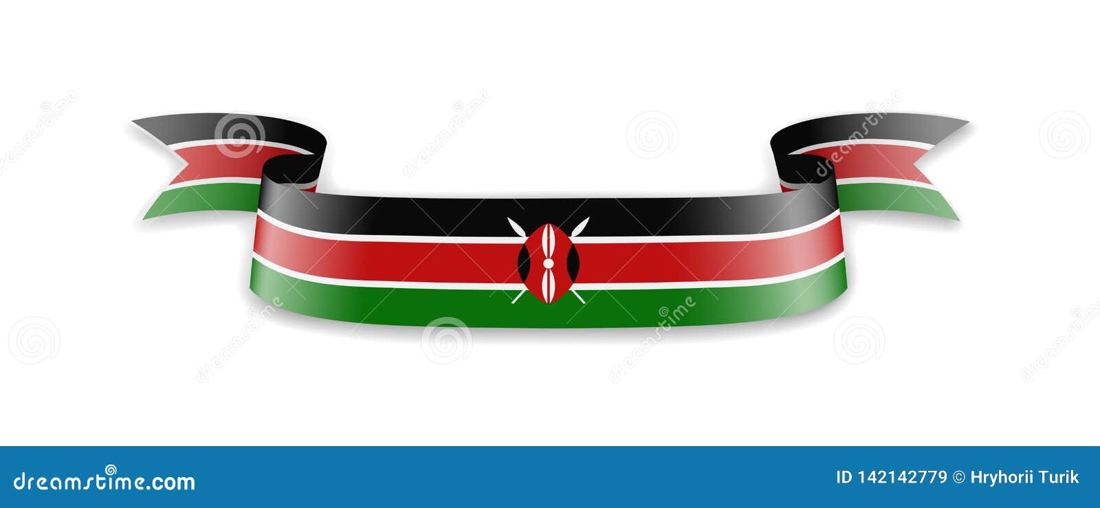 Kenya Flag in the Form of Wave Ribbon Stock Illustration - Illustration ...