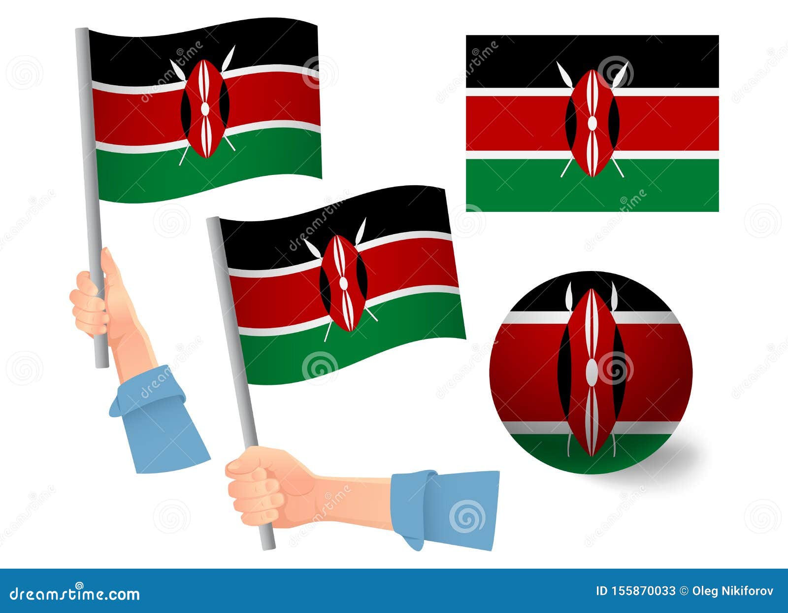 Kenya flag in hand icon stock illustration. Illustration of isolated ...