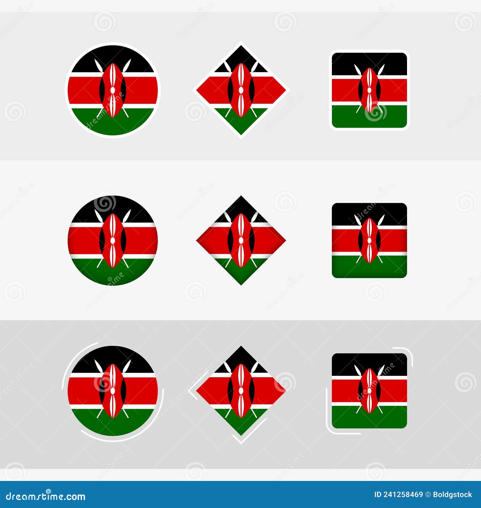 Kenya Flag Icons Set, Vector Flag of Kenya Stock Vector - Illustration ...