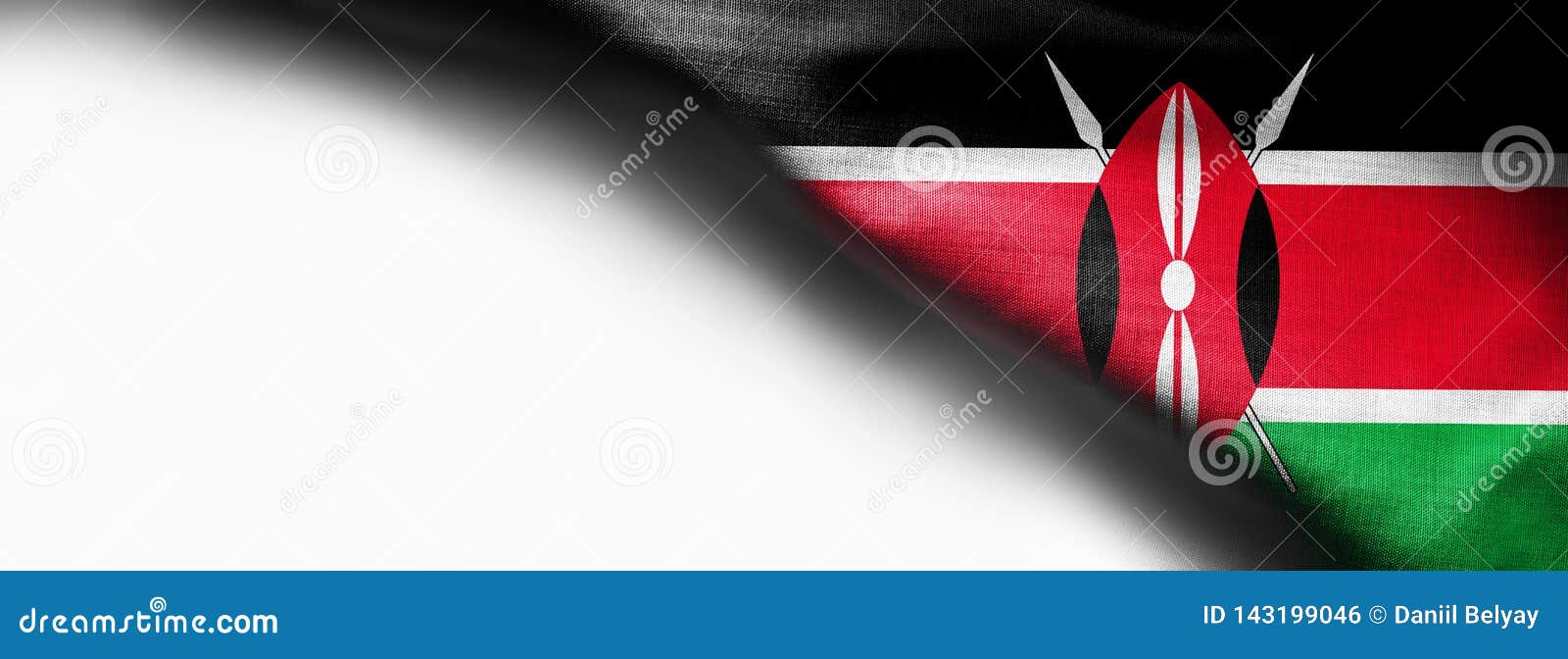 Kenya Flag Pattern on the Fabric Texture on White Background - Right ...