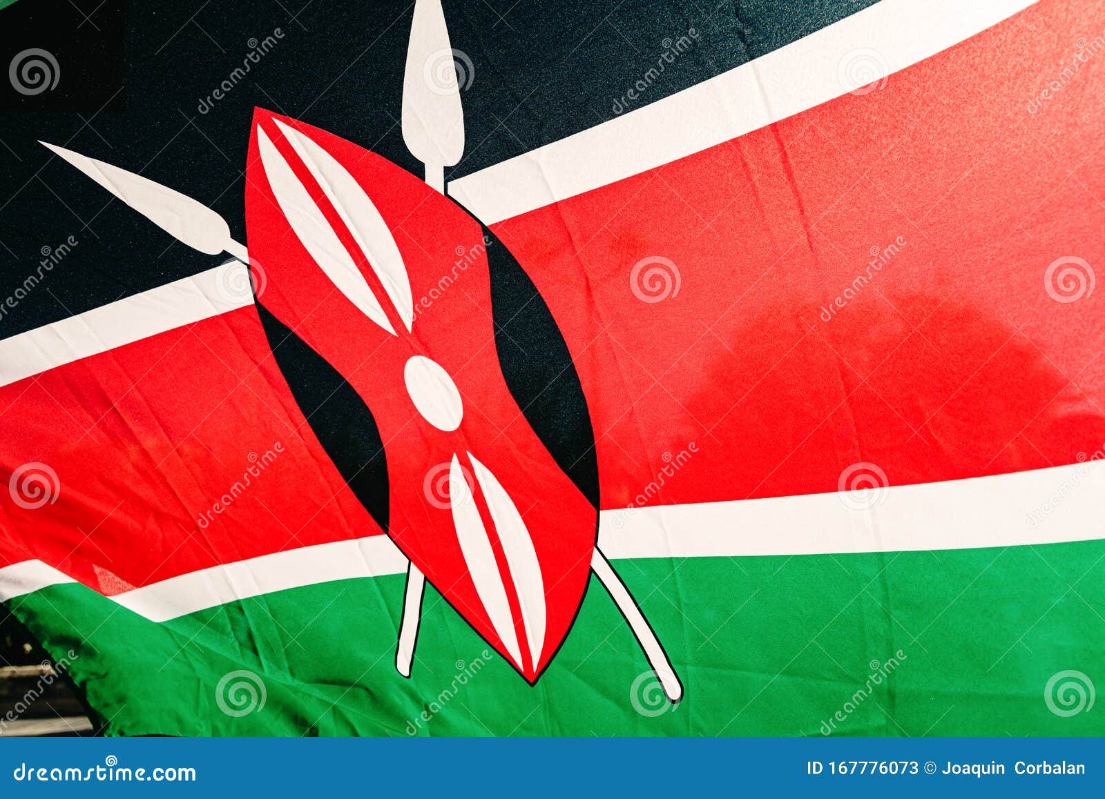 Kenya Flag Waving at the Passage of Some Runners Stock Image - Image of ...