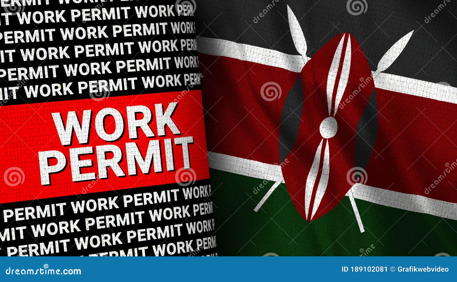 Kenya Flag with Work Permit Title Stock Illustration - Illustration of ...