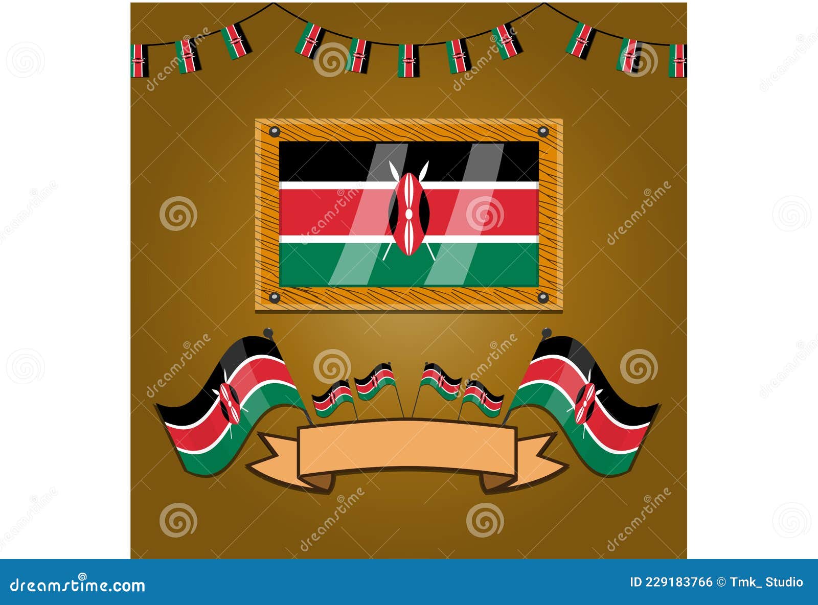 Kenya Flags on Frame Wood, Label Stock Vector - Illustration of ...
