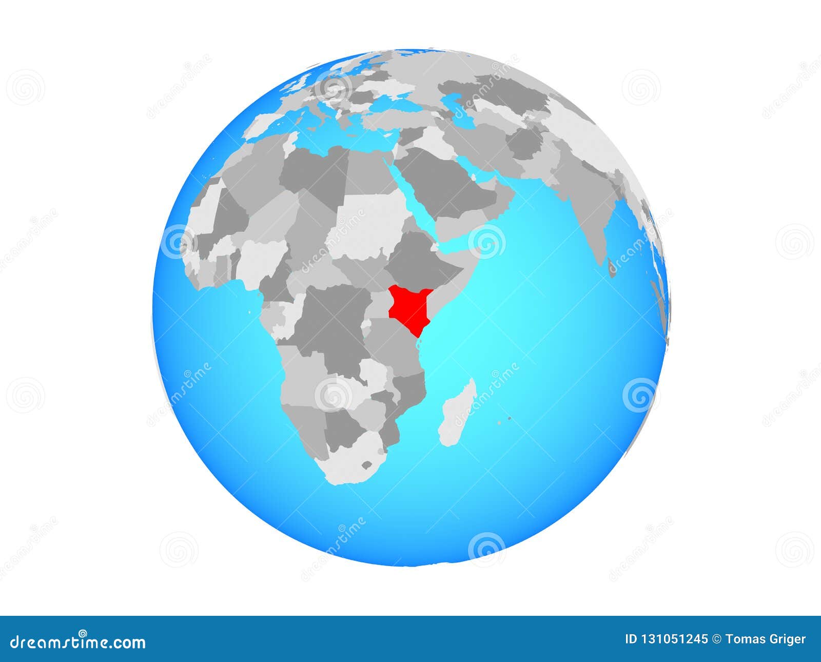 Kenya on globe isolated stock illustration. Illustration of africa ...