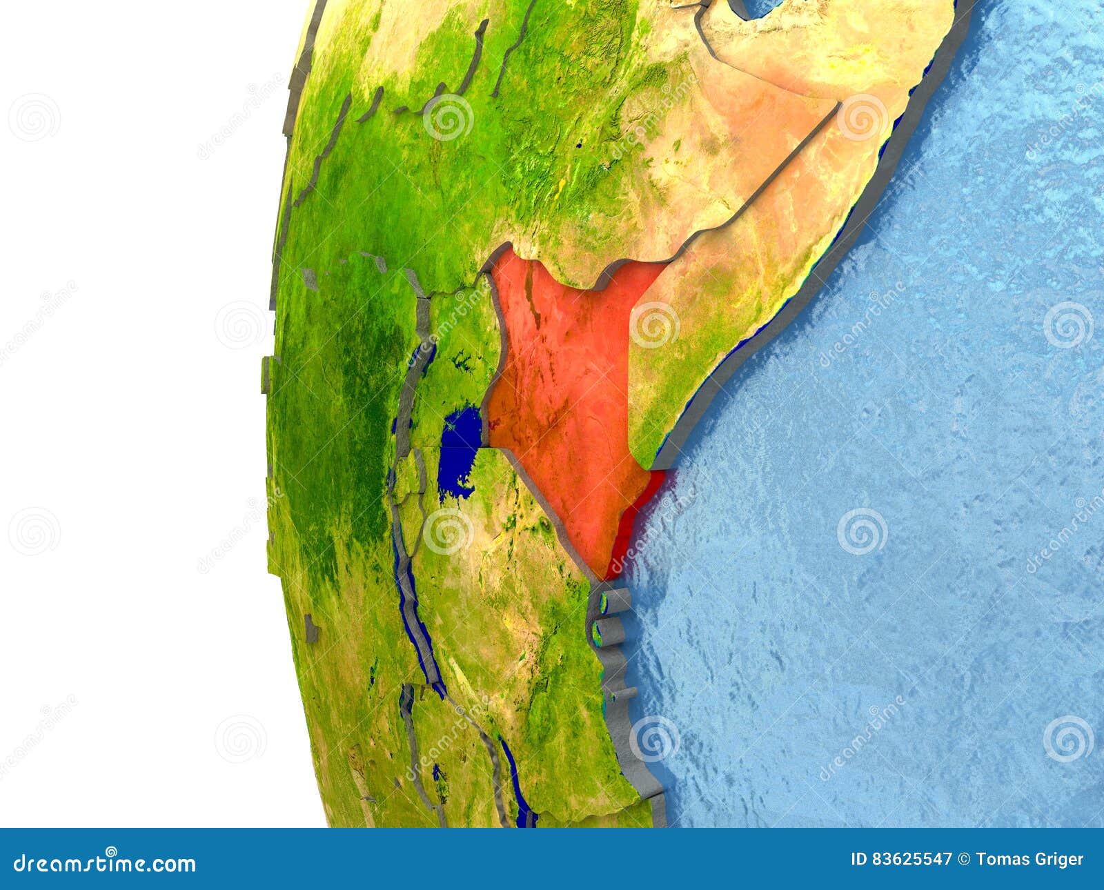 Kenya on globe stock illustration. Illustration of geography - 83625547
