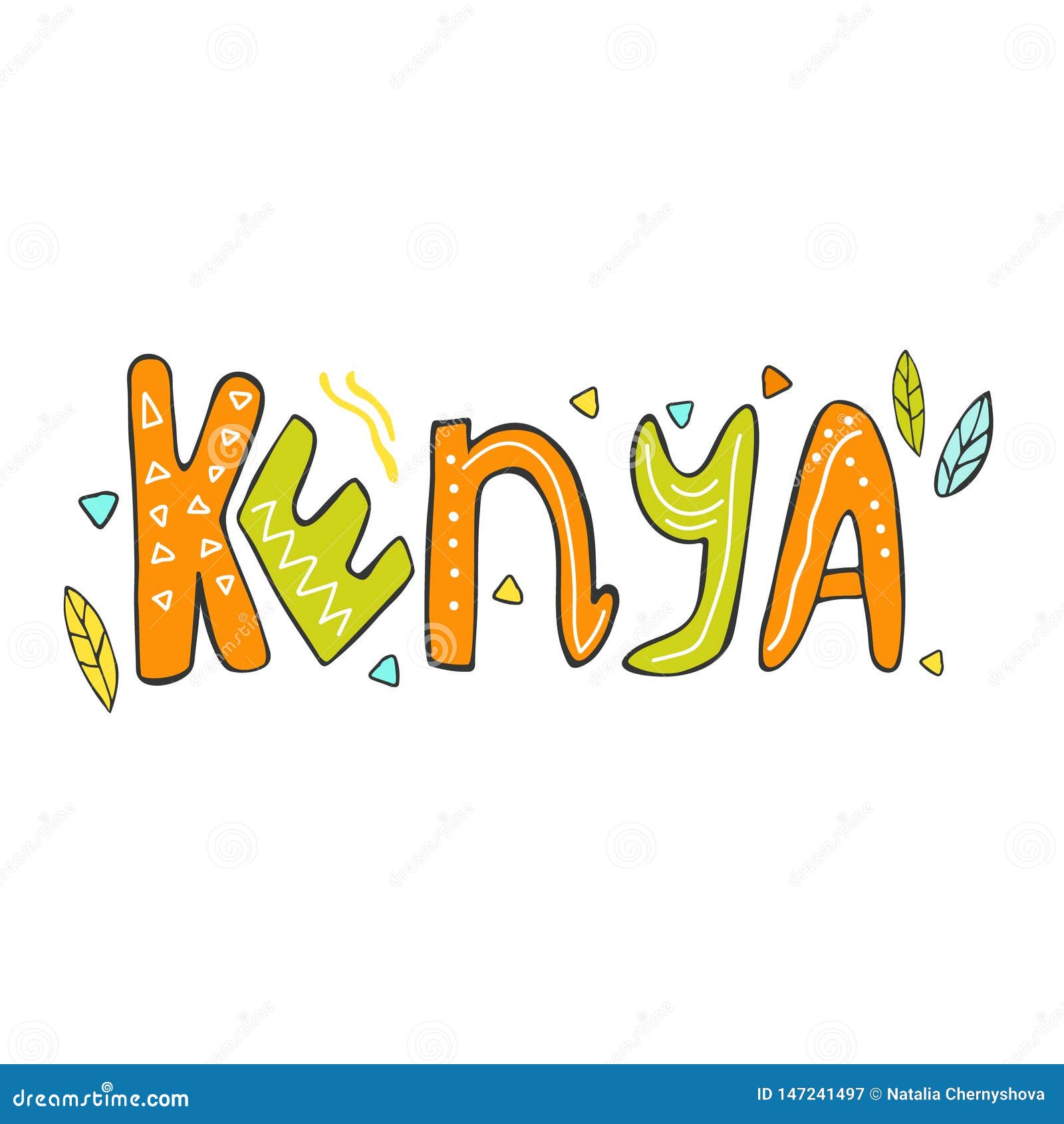 Nairobi Handwritten Vector Word Text With Butterflies And Colorful ...