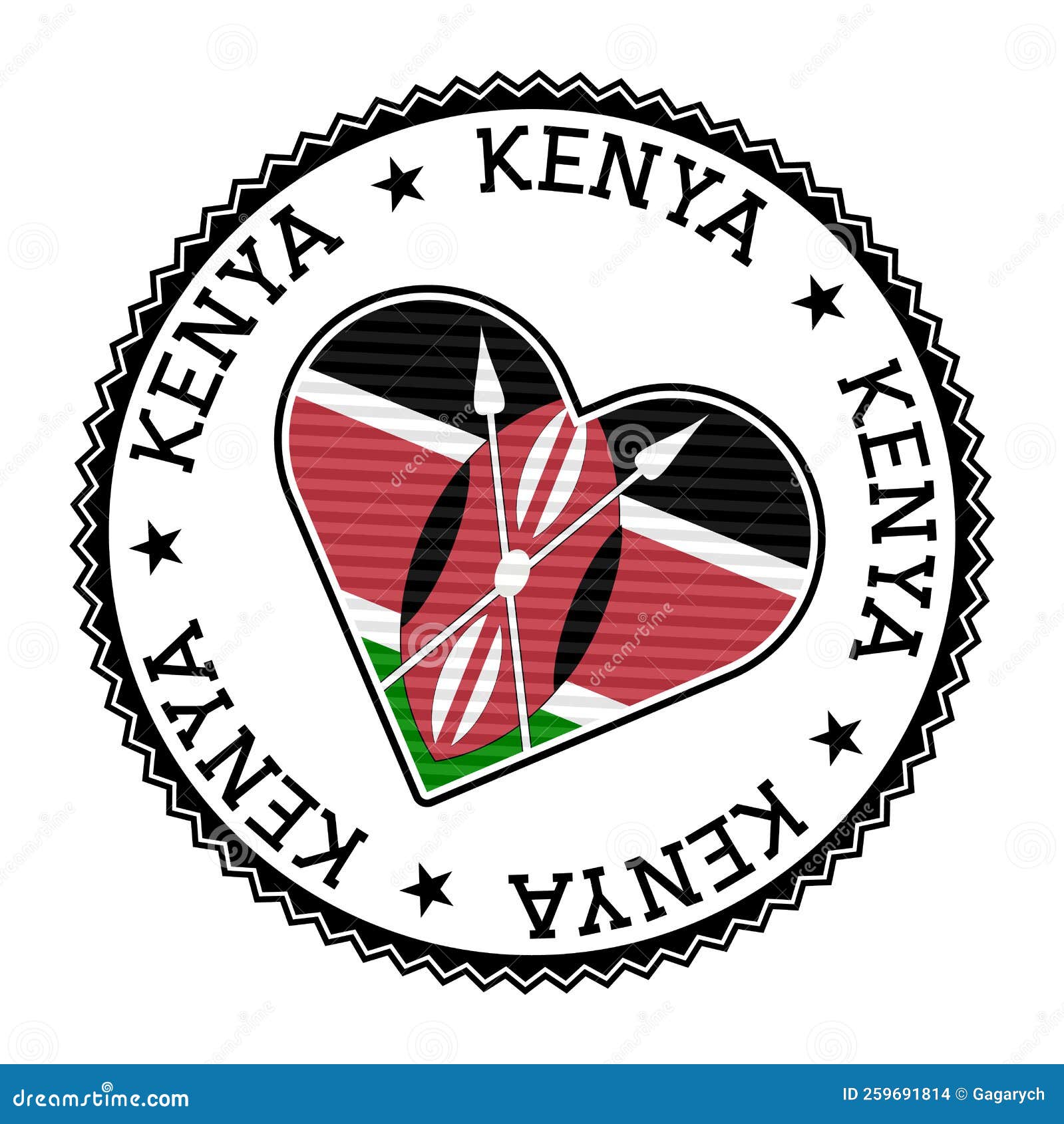 Kenya heart badge. stock vector. Illustration of heart - 259691814