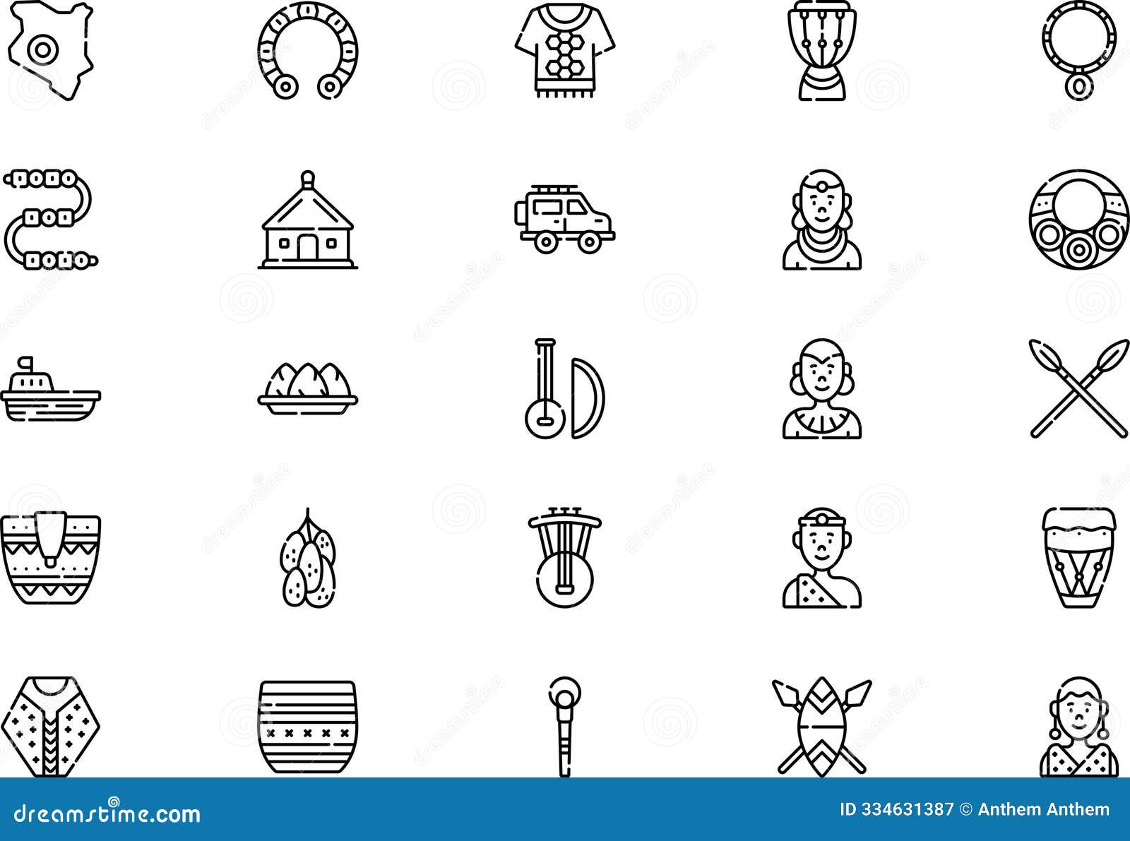 Maasai Icons Set. African Tribe Members Wearing Traditional Clothes ...