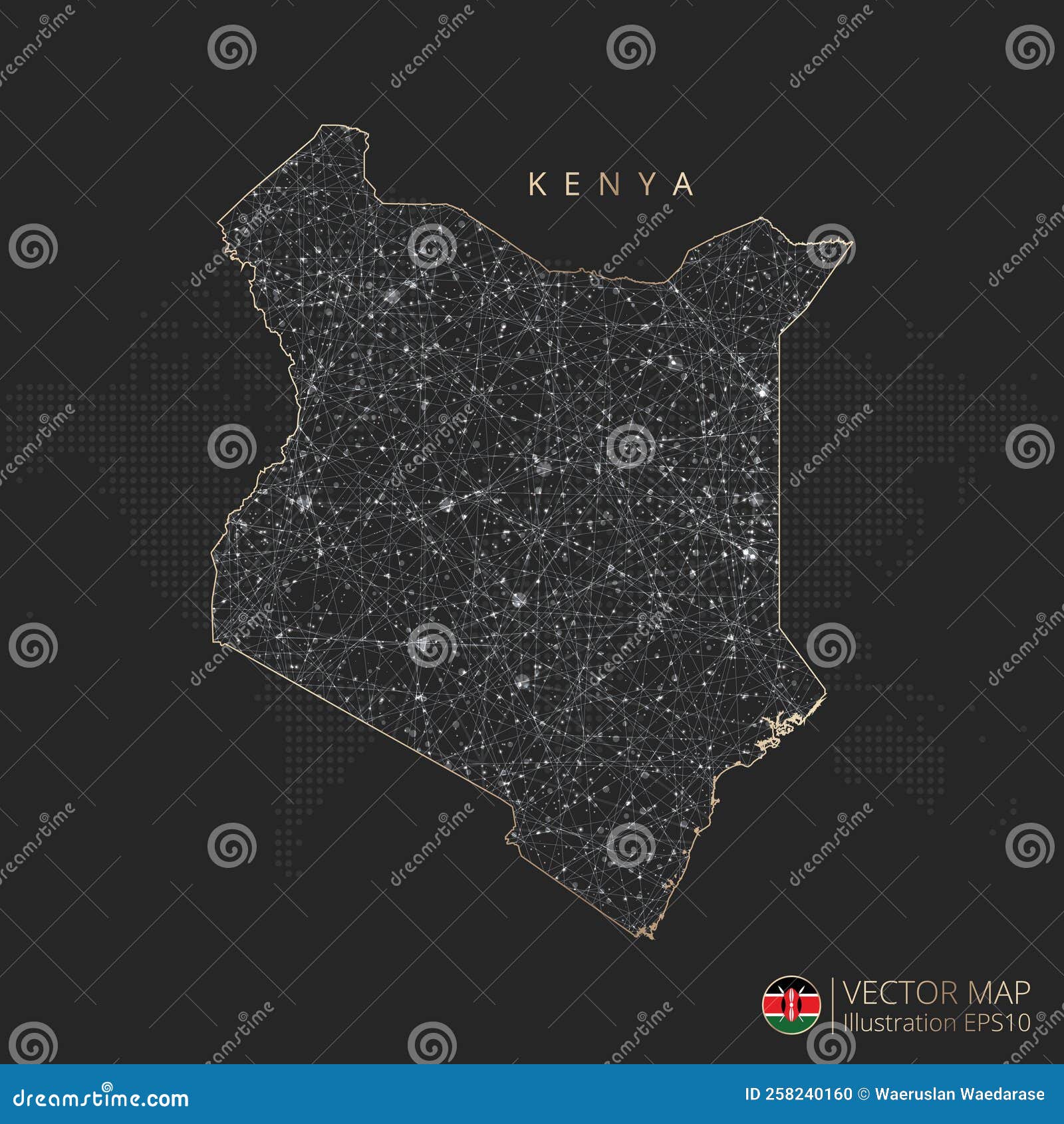 Kenya Map Abstract Geometric Mesh Polygonal Light Concept Stock Vector - Illustration of ...
