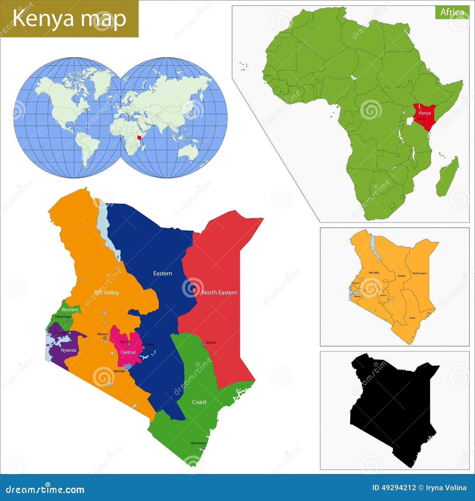 Kenya map stock vector. Illustration of province, swahili - 49294212