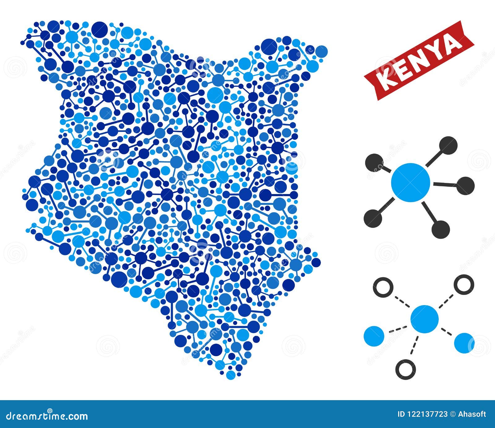 Kenya Map Connections Composition Stock Vector - Illustration of ...
