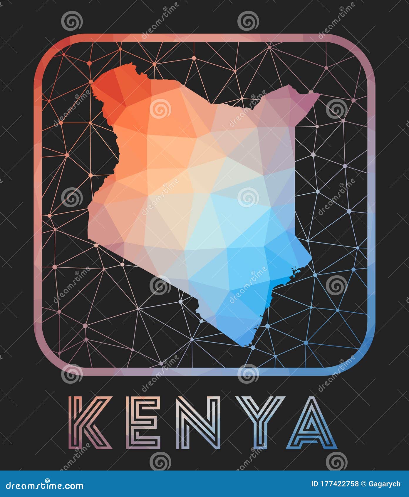 Kenya map design. stock vector. Illustration of gradient - 177422758
