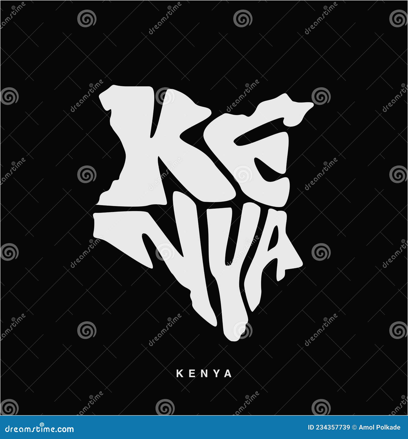 Kenya Map in English Lettering. Kenya Map Typography Stock Vector ...