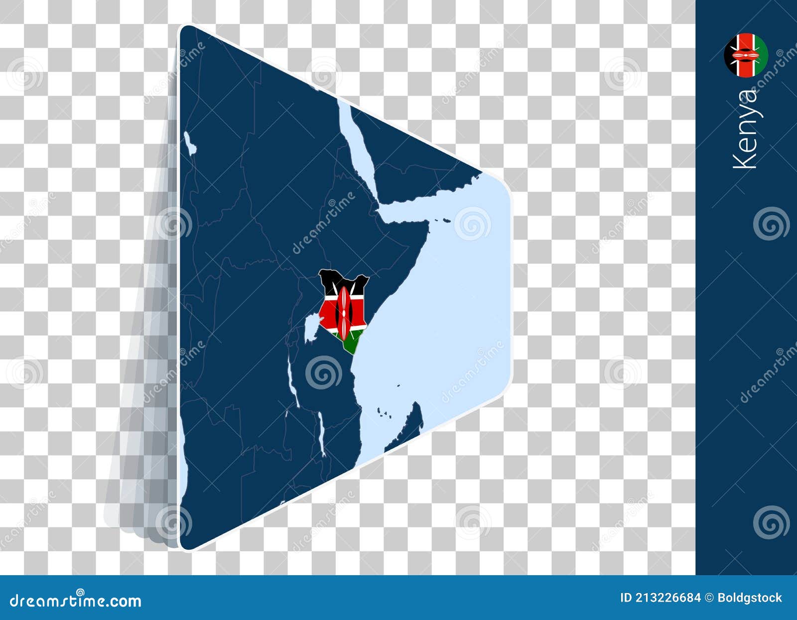 Kenya Map and Flag on Transparent Background Stock Vector ...