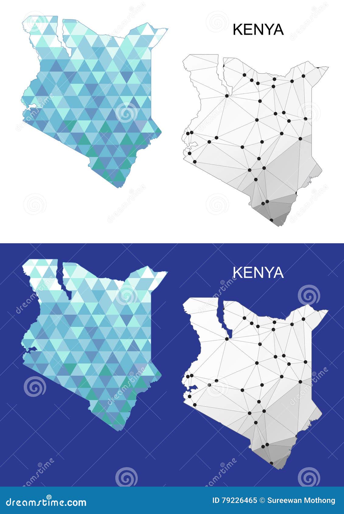 Kenya Map in Geometric Polygonal Style. Abstract Gems Triangle. Stock ...