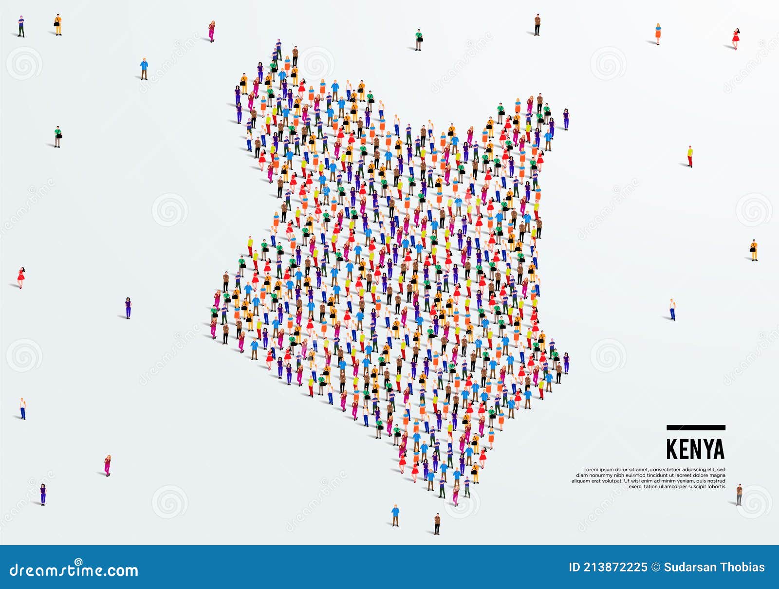 Kenya Map. Large Group of People Form To Create a Shape of Kenya Map ...