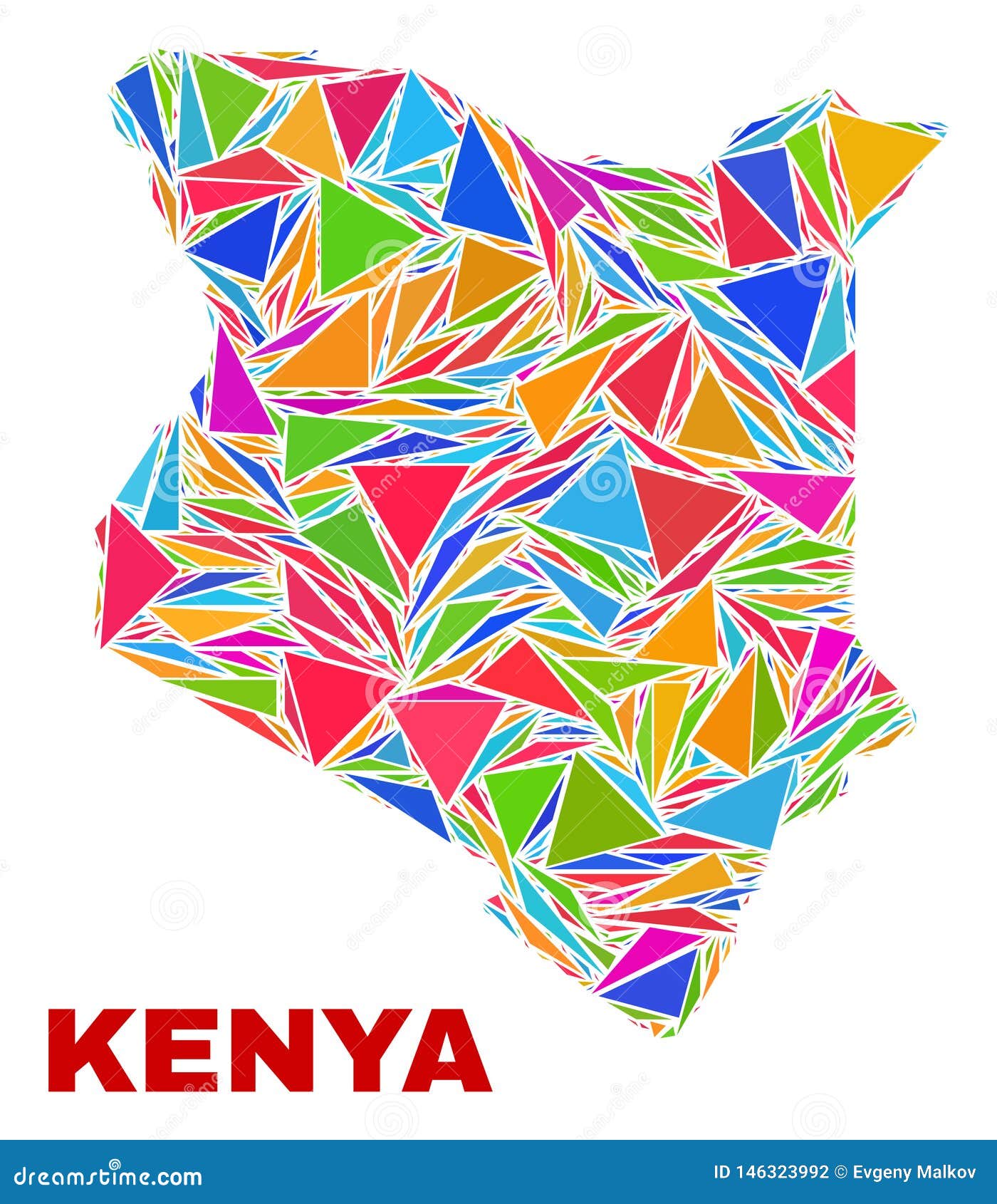 Kenya Map - Mosaic of Color Triangles Stock Vector - Illustration of ...
