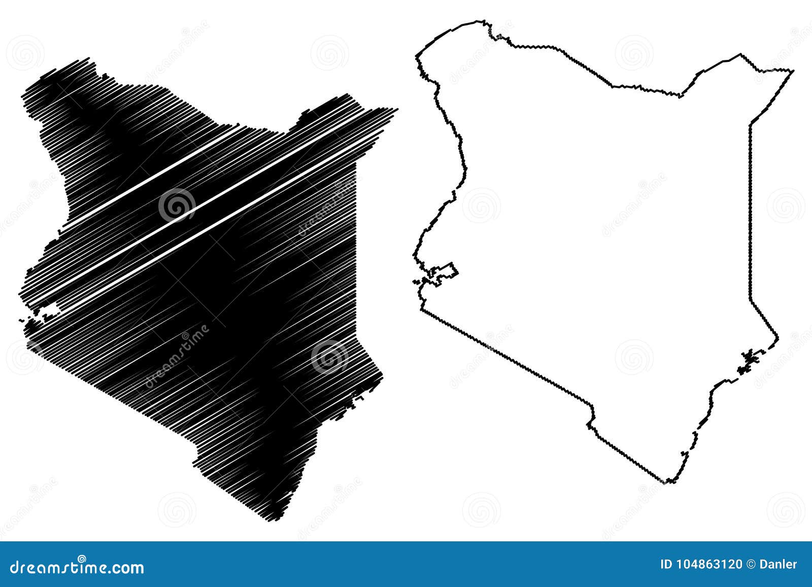 Kenya map vector stock vector. Illustration of isolated - 104863120