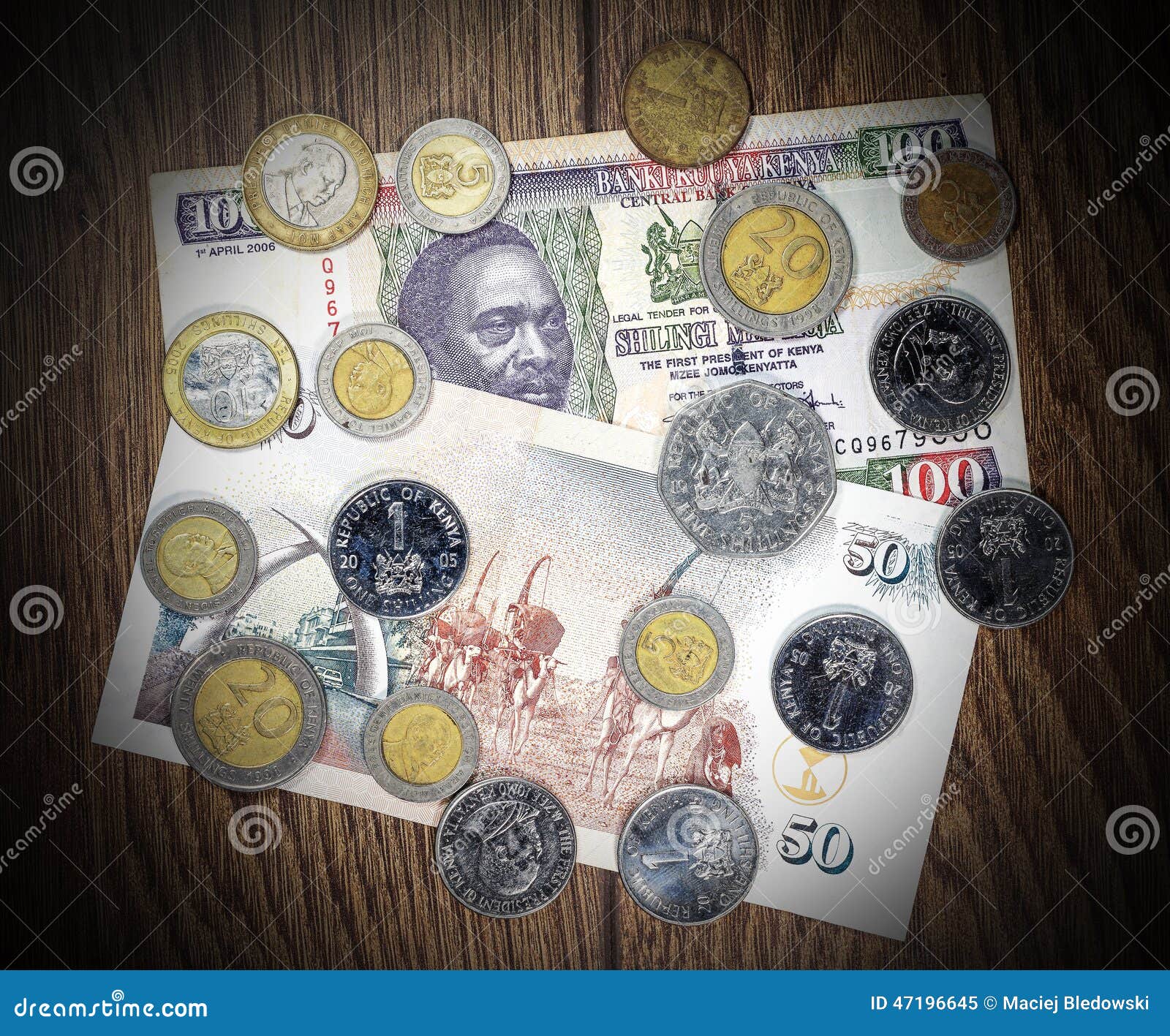Kenya Money Shilling, Banknote and Coins Stock Image - Image of cash ...