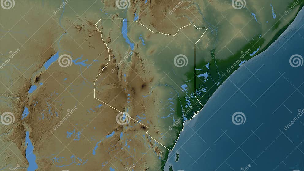 Kenya outlined. Physical stock illustration. Illustration of division ...
