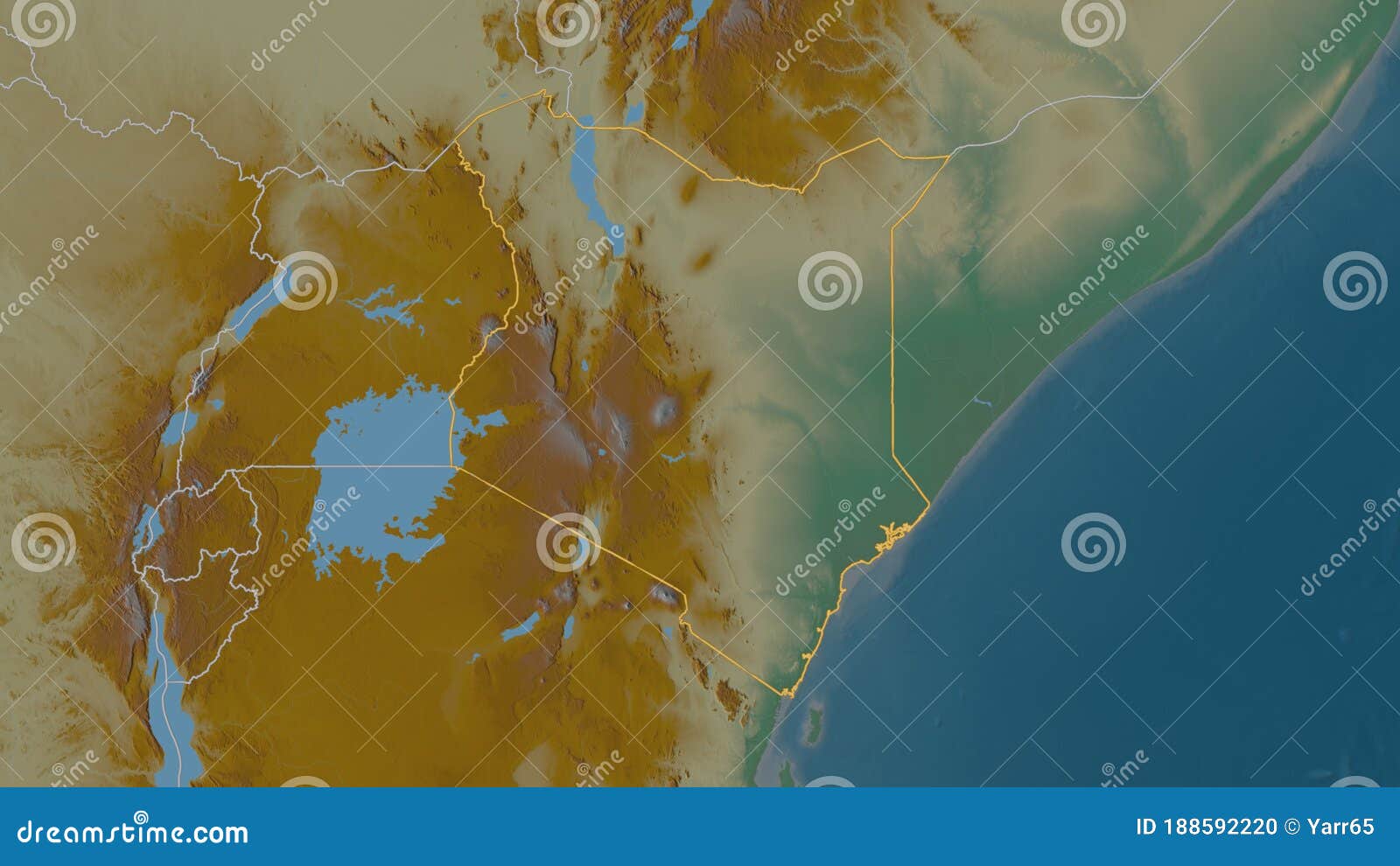 Kenya - overview. Relief stock illustration. Illustration of science ...