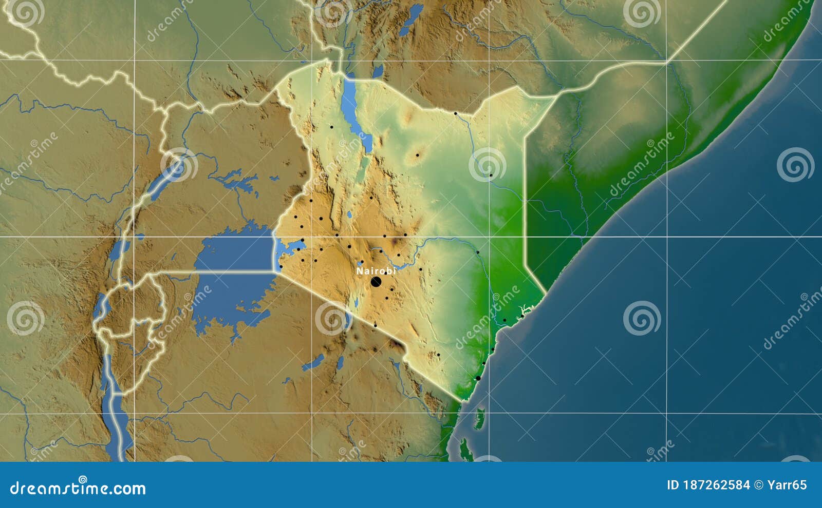 Kenya - Physical. Composition, Borders Stock Illustration ...