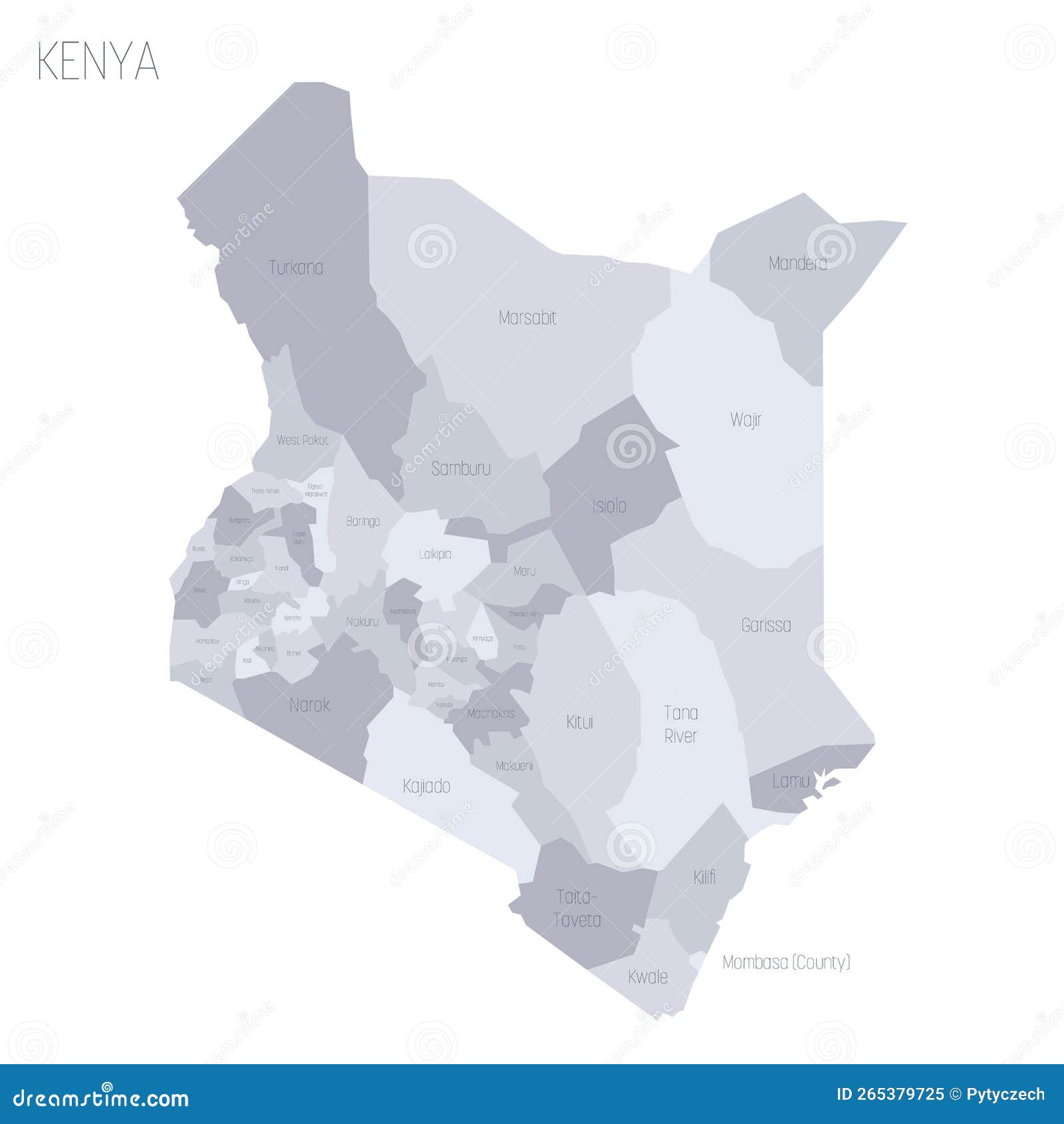 Kenya Political Map of Administrative Divisions Stock Vector ...