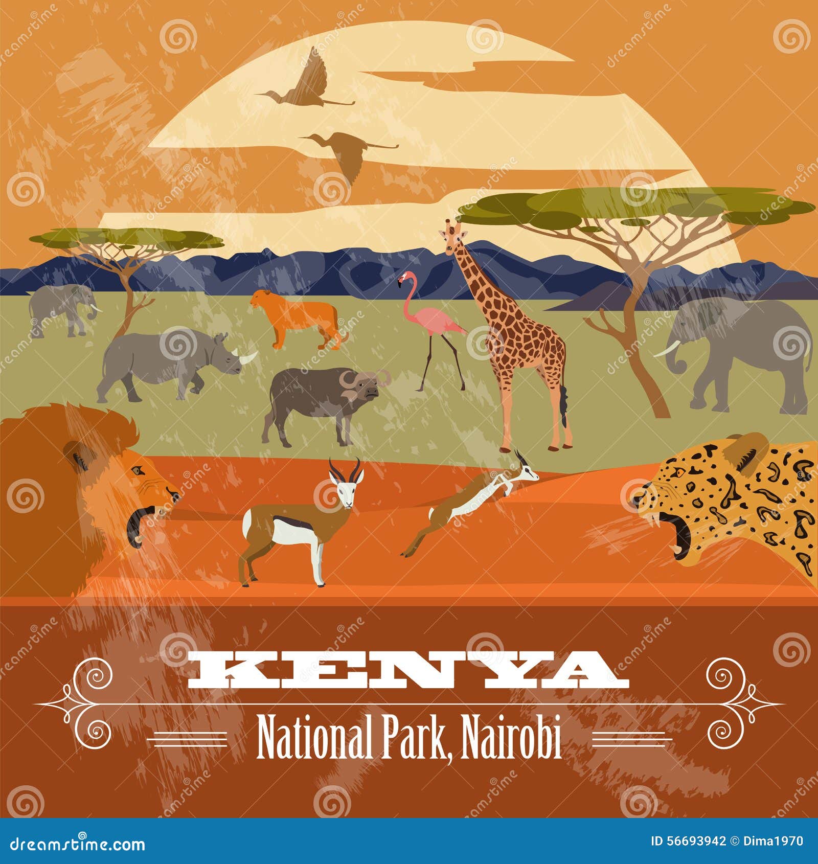 Kenya. Retro styled image stock vector. Illustration of city - 56693942