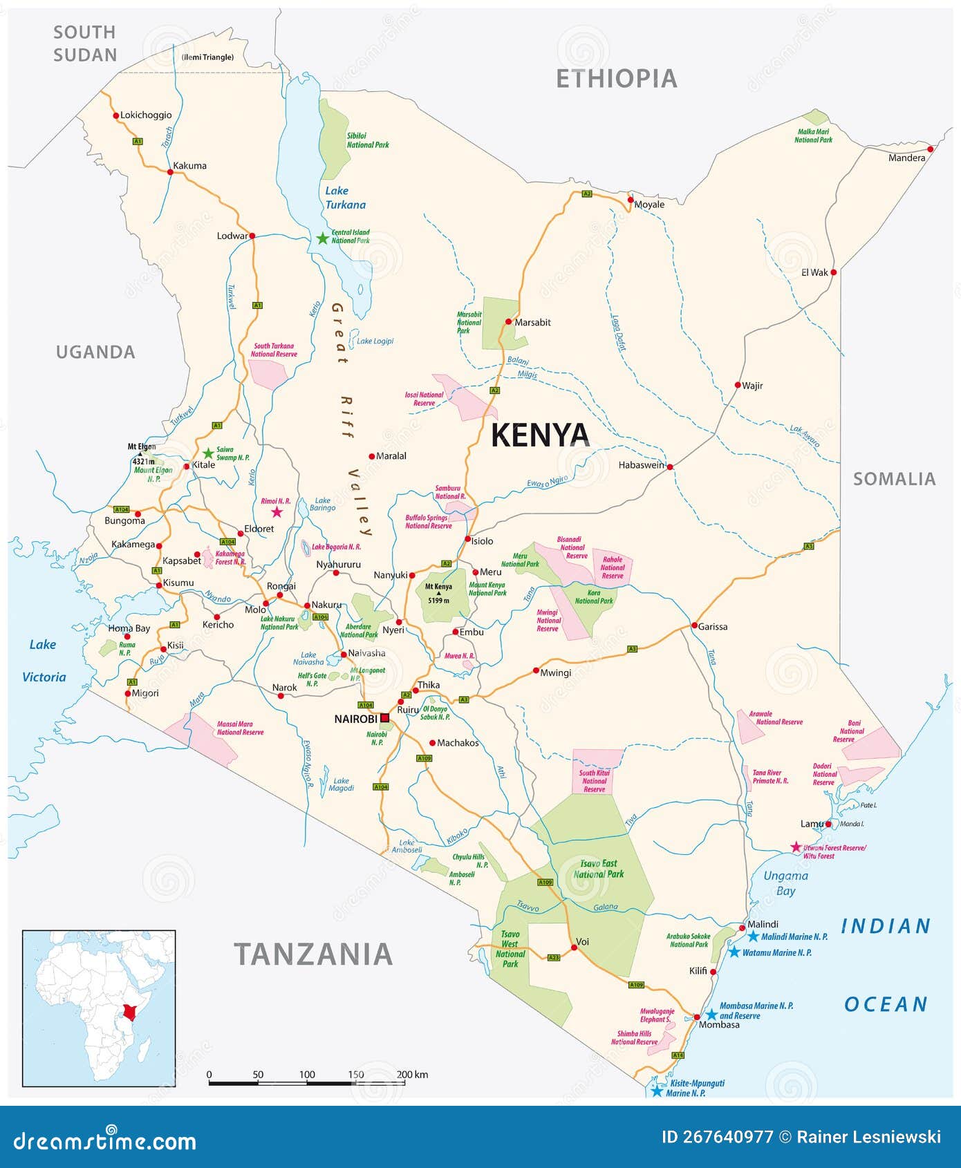 Kenya Map On Road Sign. Vector Illustration | CartoonDealer.com #124001232