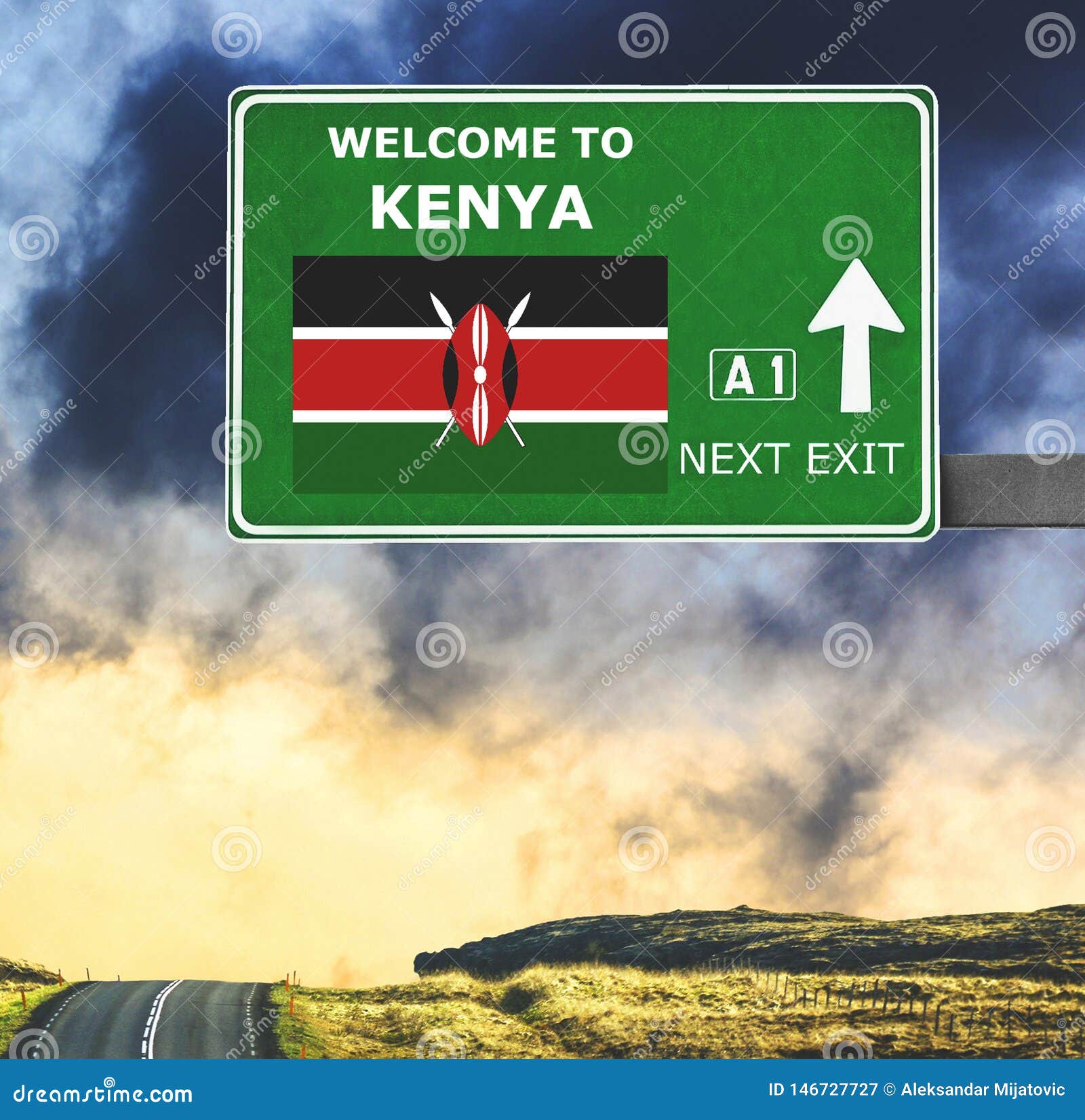Kenya Road Sign Against Clear Blue Sky Stock Image - Image of ...
