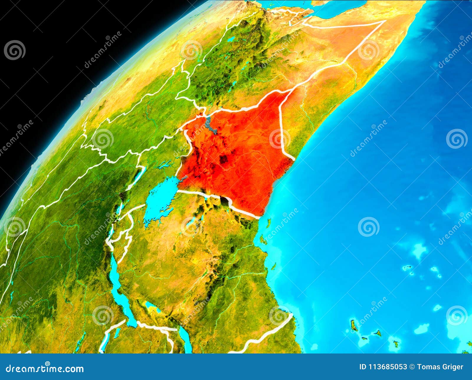 Kenya from space stock illustration. Illustration of republic - 113685053