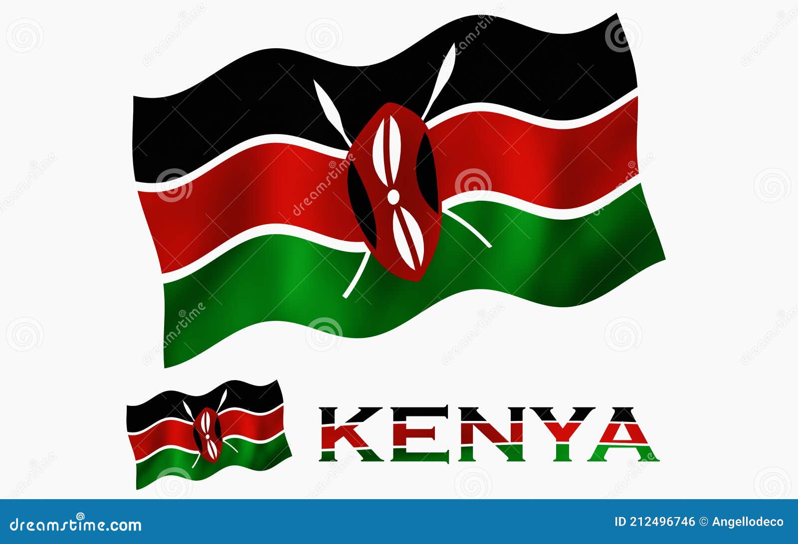 Kenyan Flag Illustration with KENYA Text with White Space Stock ...
