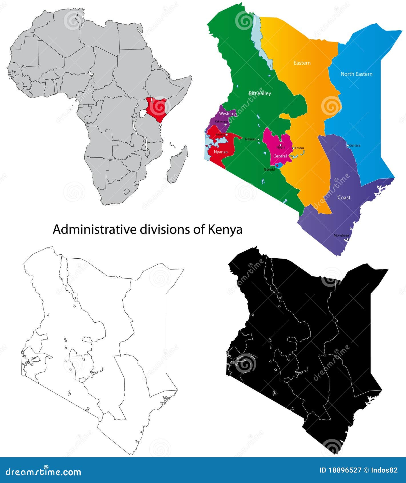 Kenyan map stock vector. Illustration of clip, colored - 18896527
