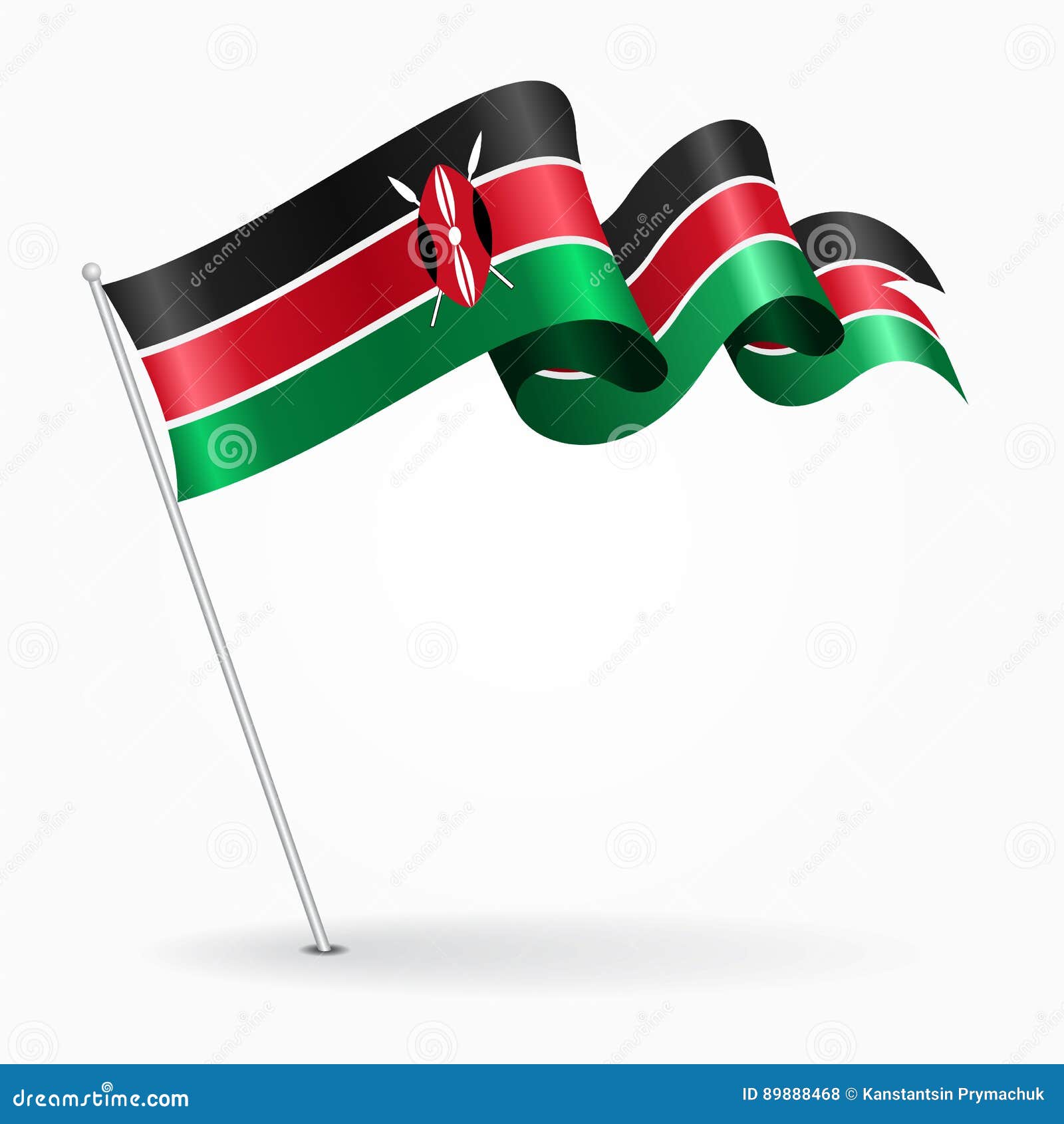 Kenyan Pin Wavy Flag. Vector Illustration. Stock Vector - Illustration ...